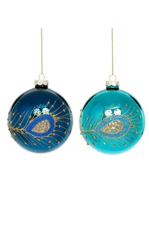 MARK ROBERTS Peacock Ball Ornament - Peacock Green