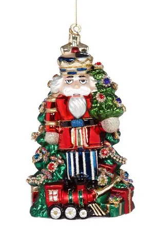 MARK ROBERTS Jeweled Nutcracker Ornament - Red