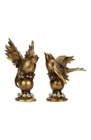 MARK ROBERTS Jeweled Bird On Pedestal Ball - Rust/copper