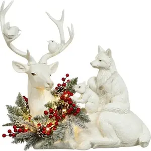 MARK ROBERTS Lying Deer With Wreath - White
