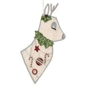 MARK ROBERTS Christmas Reindeer Stocking - Cream