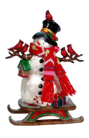 MARK ROBERTS Snowman On Sled Tablepiece