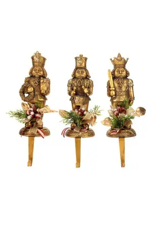MARK ROBERTS Christmas Trimmed Nutcracker Stockingholder - Gold