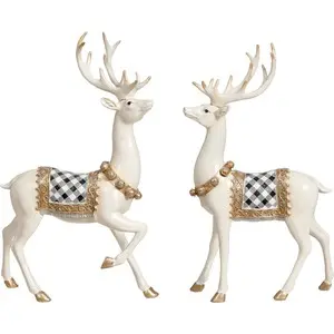 MARK ROBERTS Elegant Plaid Deer - White