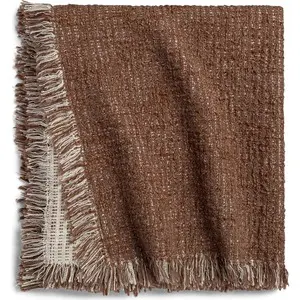 CRANE HOME Reversible Fringe Throw Blanket - Chestnut
