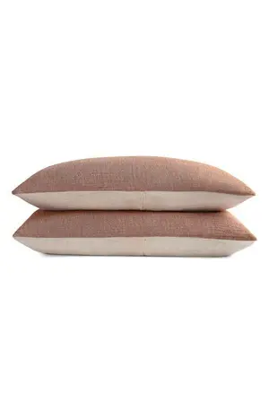 CRANE HOME Set Of 2 Crinkled Cotton & Linen Pillow Shams - Brown