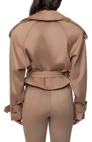 JLUXLABEL Latte Belted Crop Jacket
