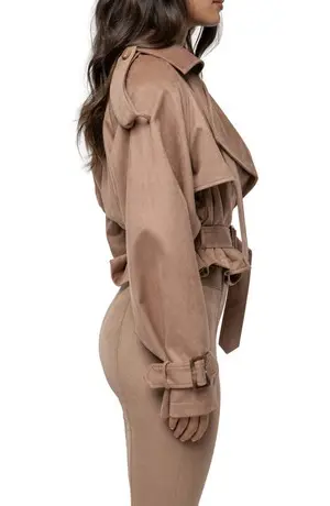 JLUXLABEL Latte Belted Crop Jacket