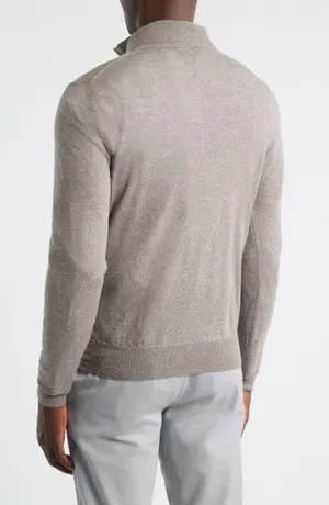 Canali Heathered Wool Quarter Zip Sweater