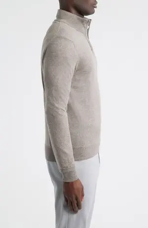 Canali Heathered Wool Quarter Zip Sweater