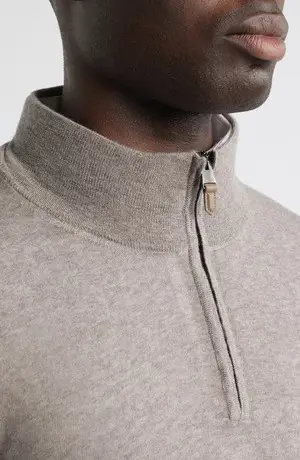 Canali Heathered Wool Quarter Zip Sweater