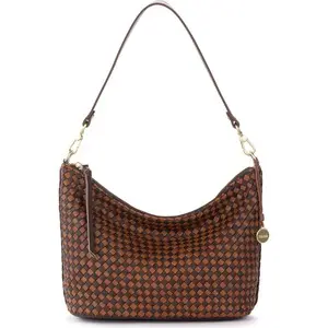 THE SAK Juniper Small Hobo Leather Bag - Woven Mahogany Cognac
