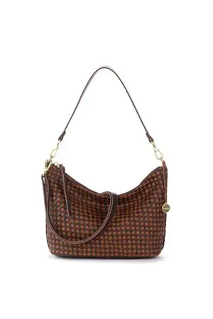 THE SAK Juniper Small Hobo Leather Bag - Woven Mahogany Cognac