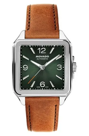 Movado The Heritage 1917 Leather Strap Watch - Green