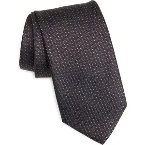 Canali Textured Silk Tie - Dark Brown