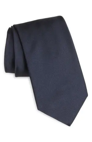 Canali Solid Silk Neck Tie - Navy