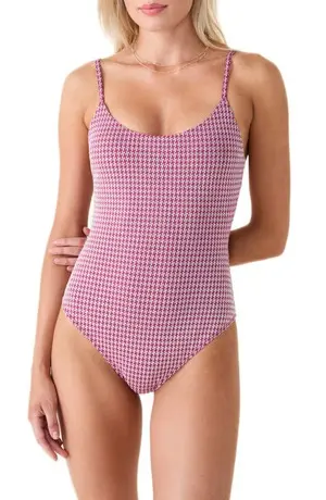 ANDIE The Amalfi Houndstooth One-piece Swimsuit - Merlot Houndstooth