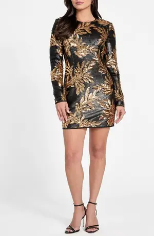 MARCIANO Sequin Long Sleeve Mini Dress