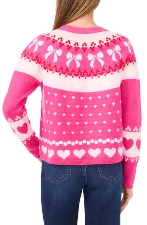 CECE DUPRAZ Heart Bow Fair Isle Sweater
