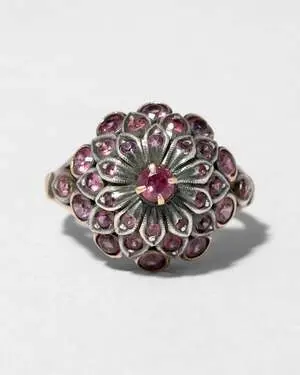 Alexis Bittar Antique 18k & Sterling Silver Ruby Ring - Gold