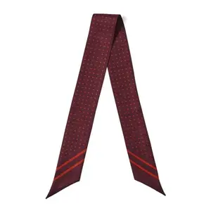 ASPINAL OF LONDON Skinny Silk Scarf In Signature Shield Pure Silk - Red