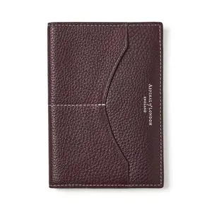 ASPINAL OF LONDON Hudson Passport Cover In Milled Pebble - Red