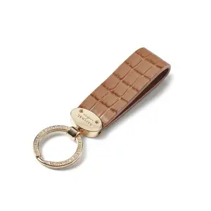 ASPINAL OF LONDON Oval Loop Keyring - Tan