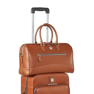 ASPINAL OF LONDON Connaught Flight Work Bag In Saffiano With Gold Hardware - Tan