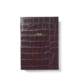 ASPINAL OF LONDON 2026 A5 Week To View Leather Diary - Brown
