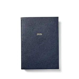ASPINAL OF LONDON 2026 A5 Week To View Leather Diary - Navy