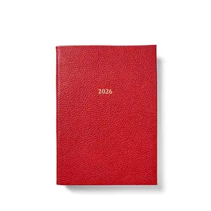 ASPINAL OF LONDON 2026 A5 Week To View Leather Diary - Red