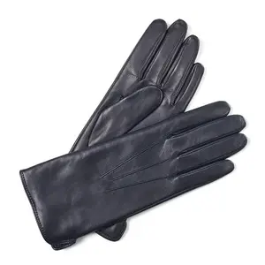 ASPINAL OF LONDON Nappa Leather Gloves With Cashmere Lining - Navy