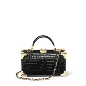 ASPINAL OF LONDON Patent Croc Trinket Box - Black