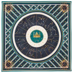 ASPINAL OF LONDON Pisces Zodiac Silk Scarf In