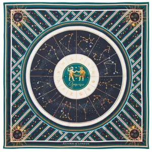ASPINAL OF LONDON Aries Zodiac Silk Scarf - Navy