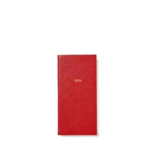 ASPINAL OF LONDON 2026 Slim Pocket Leather Diary In Pebble - Red
