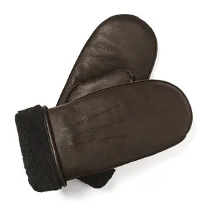 ASPINAL OF LONDON Shearling Lined Leather Mittens - Brown