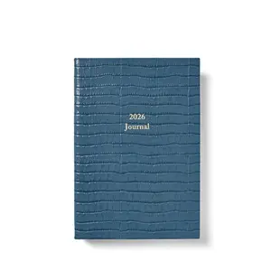 ASPINAL OF LONDON 2026 A5 Diary & Journal In Deep Shine Croc - Blue