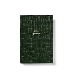 ASPINAL OF LONDON 2026 A5 Diary & Journal In Deep Shine Croc - Green