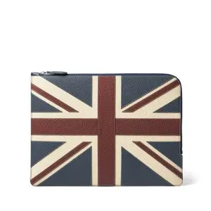 ASPINAL OF LONDON City Laptop Leather Folio Case In Brit Pebble - Blue