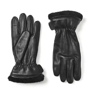 ASPINAL OF LONDON Shearling Lined Leather Gloves - Black