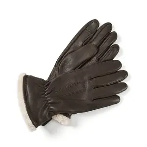 ASPINAL OF LONDON Shearling Lined Leather Gloves - Brown