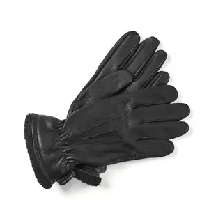 ASPINAL OF LONDON Shearling Lined Nappa Leather Gloves - Black
