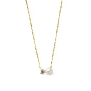 ASPINAL OF LONDON Toi Et Moi White Sapphire And Pearl Necklace - Ivory/white