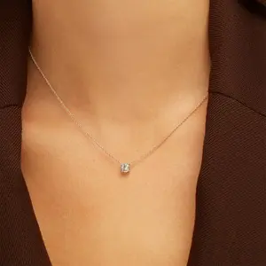 ASPINAL OF LONDON 14ct Floating Solitaire Diamond Necklace - Silver
