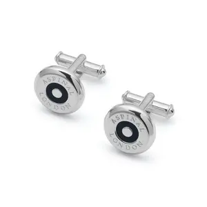 ASPINAL OF LONDON Enamel Button Cufflinks In & 18ct Gold Plated - Navy
