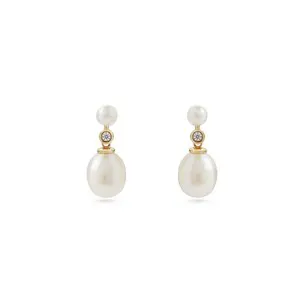 ASPINAL OF LONDON Diamond And Pearl Drop Earrings - Ivory/white