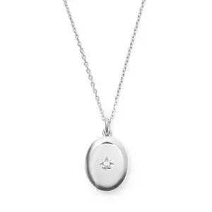 ASPINAL OF LONDON Oval Pearl Locket Necklace - Silver
