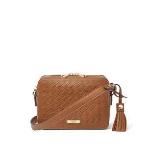 ASPINAL OF LONDON Camera Woven Leather Crossbody Bag - Brown