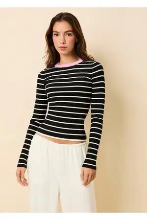 Solid & Striped Dora Ribbed Knit Top - Stripe